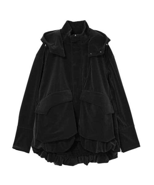 VELVET HEM GATHER HOOD CT 【セットアップ着用可能】 / ベルベットヘムギャザーフードコート（その他アウター ...