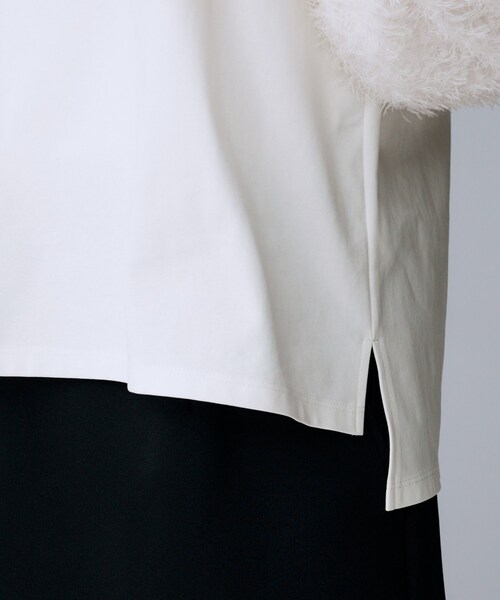 セール】【丸首/Tシャツ風/短丈】シャギースリーブ ポンチカットソー