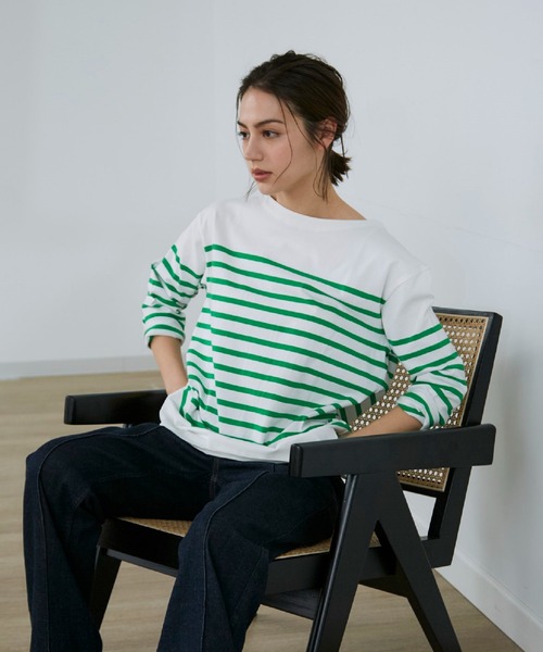 INED（イネド）の「《SUPERIOR CLOSET》パネルボーダーバスクシャツ「STORY3月号掲載」（Tシャツ/カットソー）」 - WEAR