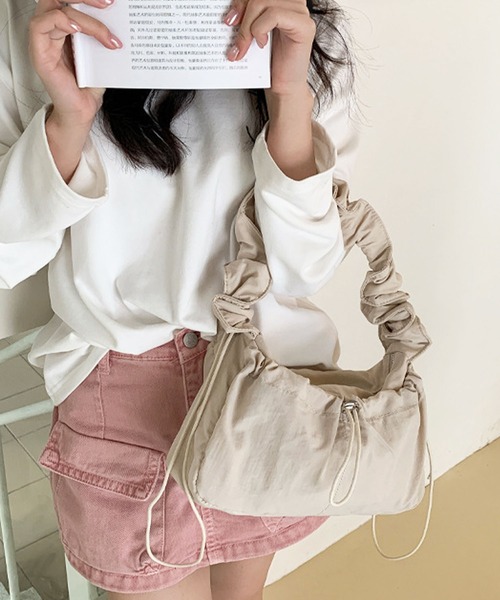 【セール】リボンギャザーハンドルドロストスクエアショルダーバッグ（ショルダーバッグ）｜florist（フローリスト）のファッション通販 ...