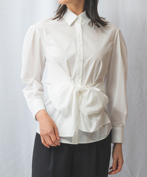 セール】【NARACAMICIE】ガルーダドビークロスベルト付き半袖ブラウス