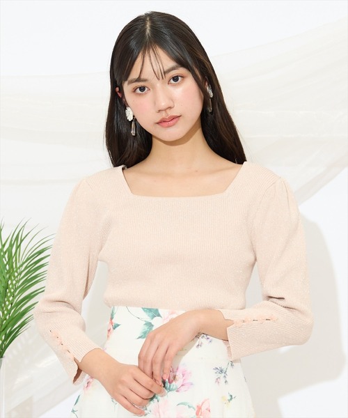 WILLSELECTION（ウィルセレクション）の「袖フラワーラメ7分袖ニットプルオーバー（ニット/セーター）」 - WEAR