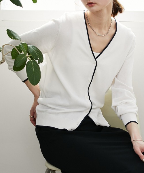 nissen（ニッセン）の「【Vネック・クルーネック】洗えるカーディガン（UVカット・接触冷感・毛玉になりにくい・洗濯機OK）（カーディガン/ボレロ）」 - WEAR