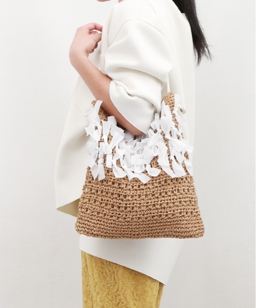 cache cache（カシュ カシュ）の「カシュカシュ cachecache / ペーパー手編みリボントート（かごバッグ）」 - WEAR