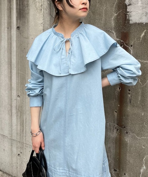 CIAOPANIC（チャオパニック）の「【SETアイテム】ケープ襟付デニムティアードワンピース（ワンピース）」 - WEAR