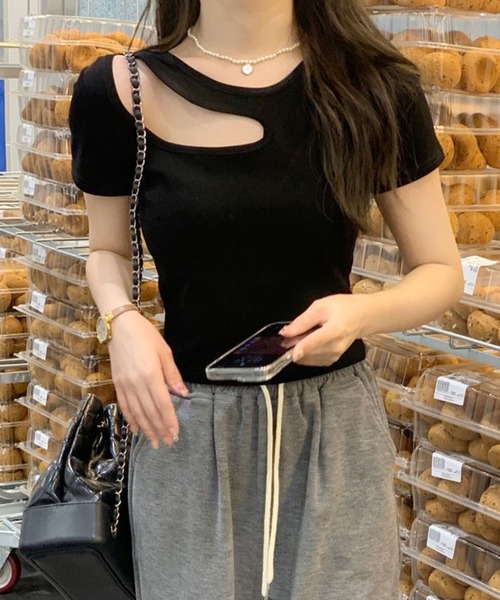 Teem Store（チームストア）の「パイピングカットオフショートトップスSS（Tシャツ/カットソー）」 - WEAR