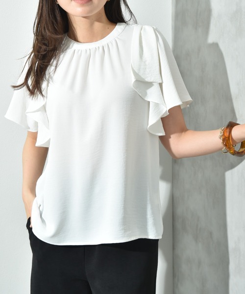 INTERPLANET（インタープラネット）の「【UV・接触冷感】ポーラ配色メローフリルブラウス（シャツ/ブラウス）」 - WEAR