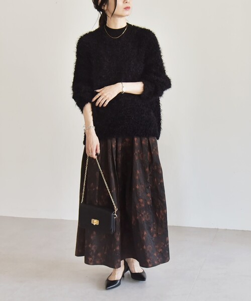 quaranciel:〈洗濯機可能〉フラワー ジャカード タック ギャザー