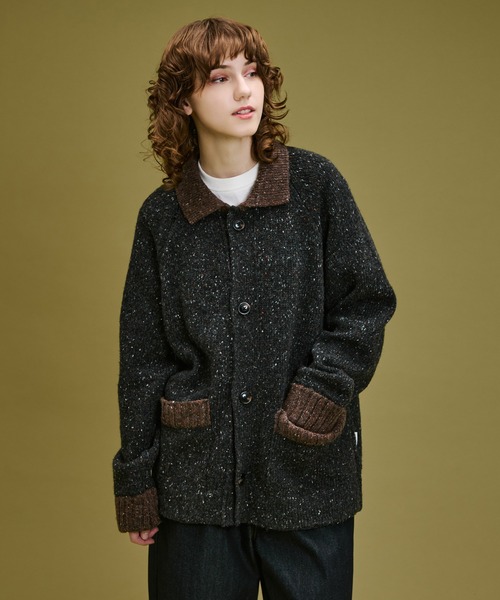 BICOLOR NEP KNIT CARDIGAN / バイカラーネップニットカーディガン