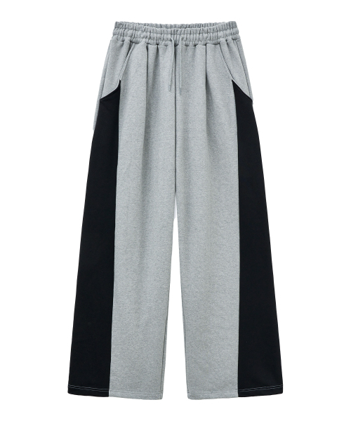 Side-block wide training pants in gray（スウェットパンツ）｜MOZMOZ（モズモズ）のファッション通販 ...