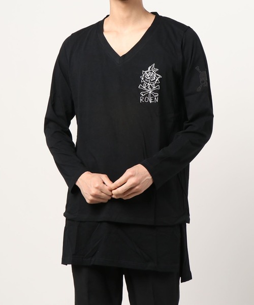 ROEN（ロエン）の「Roen/ロエン/Foam Cross Layered L/S tee(クロスレイヤードロングスリーブTシャツ)（Tシャツ/カットソー）」 - WEAR
