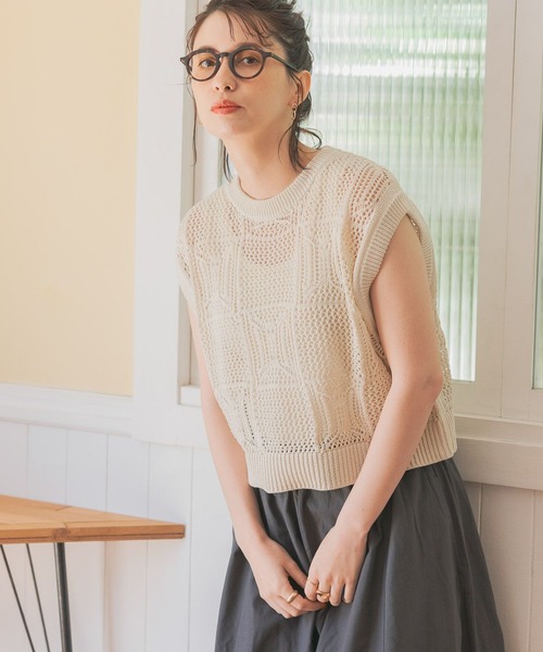 【セール】7ゲージ着丈選べる透かし編みベスト（ベスト）｜studio CLIP（スタディオクリップ）のファッション通販 - ZOZOTOWN