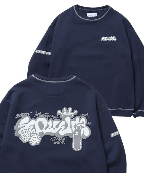 SEQUENZ（シークエンズ）の「【SEQUENZ（シークエンズ）】GRAFFITI C/N SWEAT / グラフィティ オーバーサイズ ヴィンテージライク ステッチ 裏起毛（スウェット ...