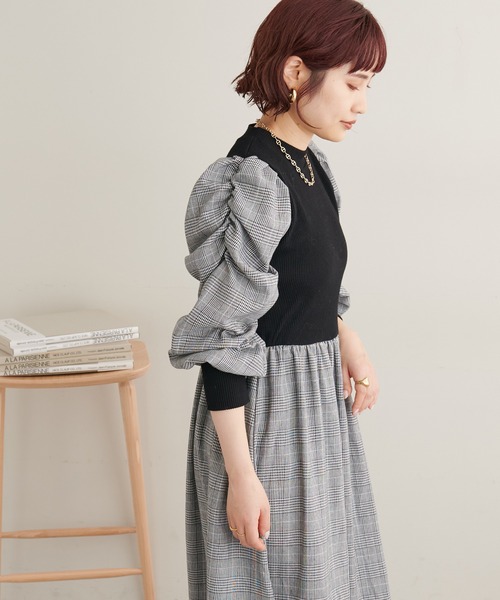 natural couture（ナチュラルクチュール）の「大好評リバイバル！袖コンシャスドッキングワンピース（ワンピース）」 - WEAR