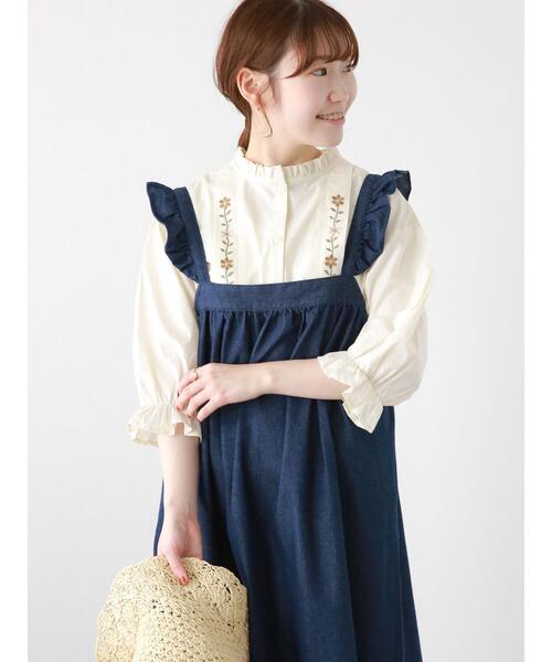 ehka sopo（エヘカソポ）の「前後2WAYデニムフリルジャンスカ（ワンピース）」 - WEAR