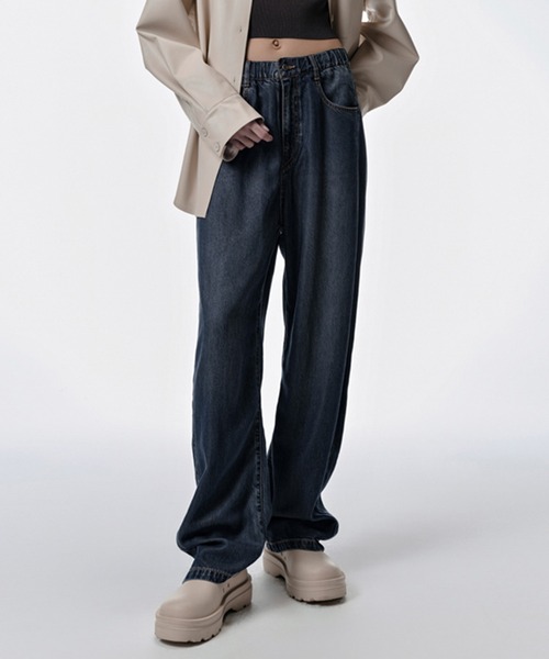 JNBY（ジェーエヌビーワイ）の「Elasticated-waist Straight-leg Tencel Jeans（デニムパンツ）」 - WEAR
