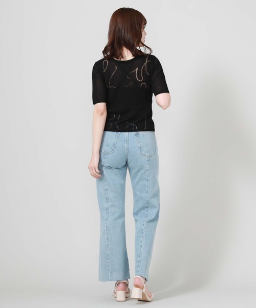 archives（アルシーヴ）の「切替ストレートフレアデニム（デニムパンツ