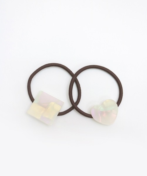 stample（スタンプル）の「ハート＆スクエアヘアゴム 2個セット（ヘアゴム）」 - WEAR