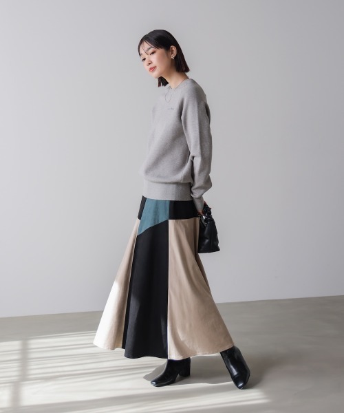 セール】バイカラーフェイクスウェードスカート（スカート）｜Bou