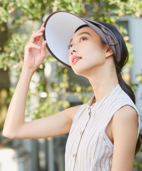 milsa（ミルサ）の「【milsa】美人バイザー ｻｲﾄﾞﾘﾎﾞﾝ（サンバイザー）」 - WEAR