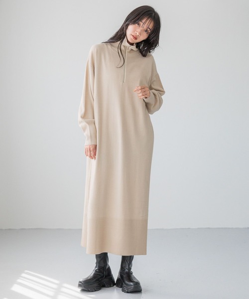 LOWRYS FARM（ローリーズファーム）の「ハイZIPニットワンピース 211987（ワンピース）」 - WEAR