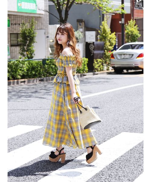 dazzlin（ダズリン）の「RAYマドラスチェックロングスカート【セットアップ】（スカート）」 - WEAR