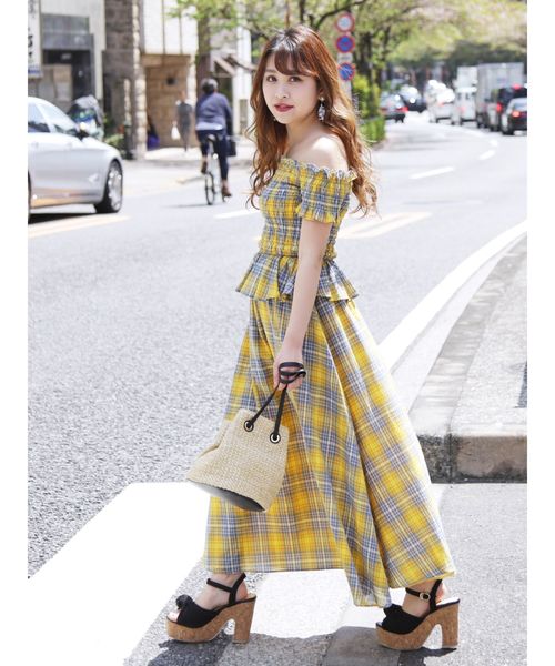 dazzlin（ダズリン）の「RAYマドラスチェックロングスカート【セットアップ】（スカート）」 - WEAR