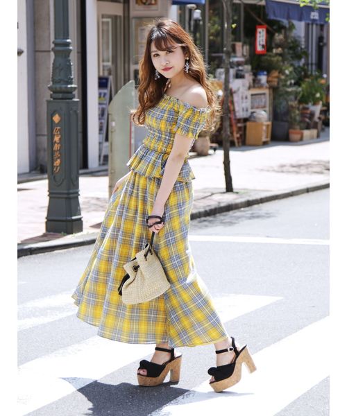 dazzlin（ダズリン）の「RAYマドラスチェックロングスカート【セットアップ】（スカート）」 - WEAR