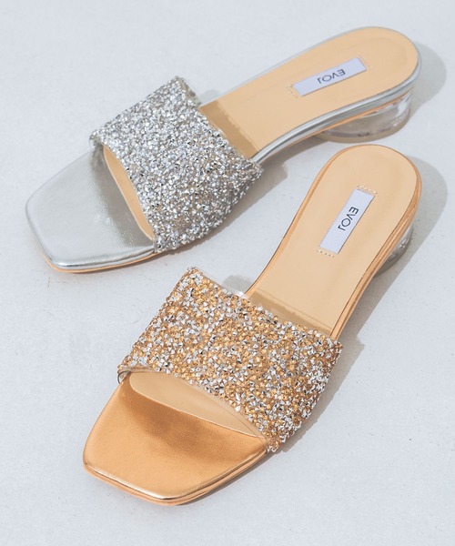 【クッション入り】グリッタークリアヒールサンダル IY5685（サンダル）｜EVOL（イーボル）のファッション通販 - ZOZOTOWN