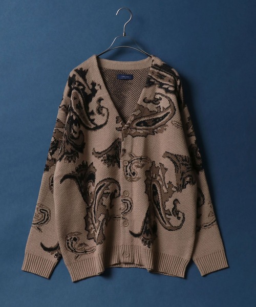 ANPAS（アンパス）の「Paisley Total Pattern Jacquard Knit Cardigan/ペイズリー ジャガード ...