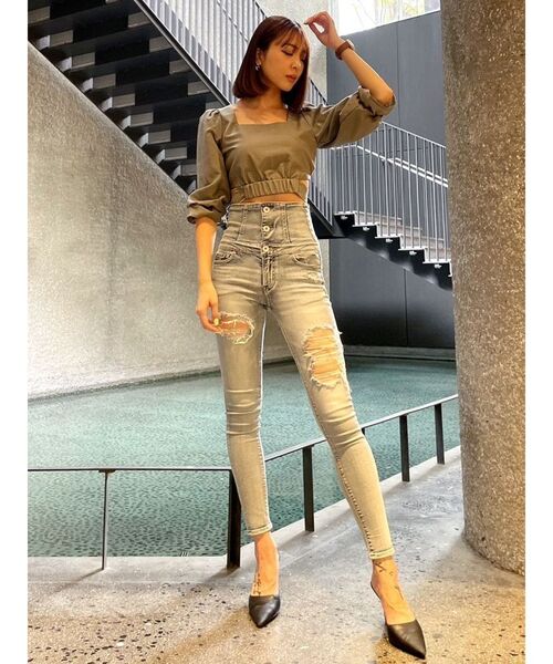 GYDA（ジェイダ）の「BACKリボン スクエアネック BL（シャツ/ブラウス）」 - WEAR