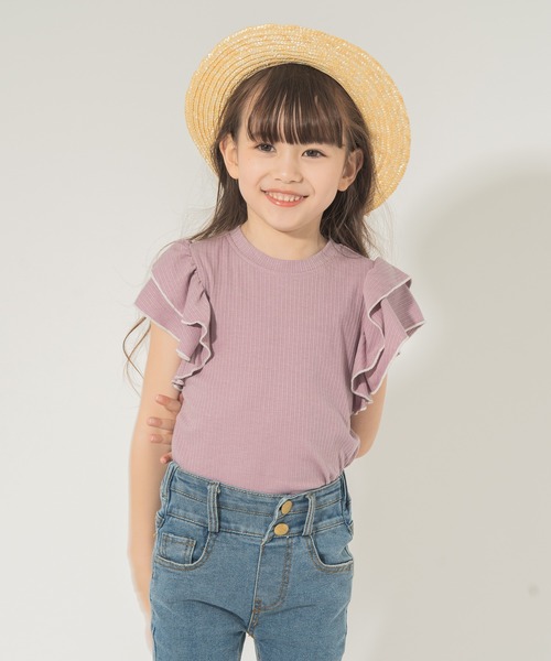 URBAN CHERRY（アーバンチェリー）の「【快適さらリブ素材】リブフリルノースリーブTシャツ（Tシャツ/カットソー）」 - WEAR