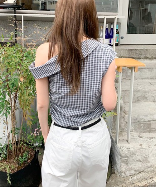 AMAJI（アマジ）の「ワンショルダーチェックブラウス（シャツ/ブラウス）」 - WEAR