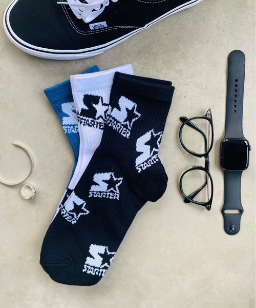 STARTER（スターター）の「STARTER/スターター / メンズ3Pソックス クォーター_ロゴ総柄 / STK-015（ソックス/靴下 ...