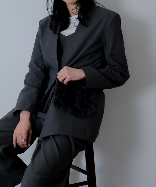 Titilate Valet（ティティレートヴァレット）の「チュールフリルオーバーサイズジャケット（ノーカラージャケット）」 - WEAR