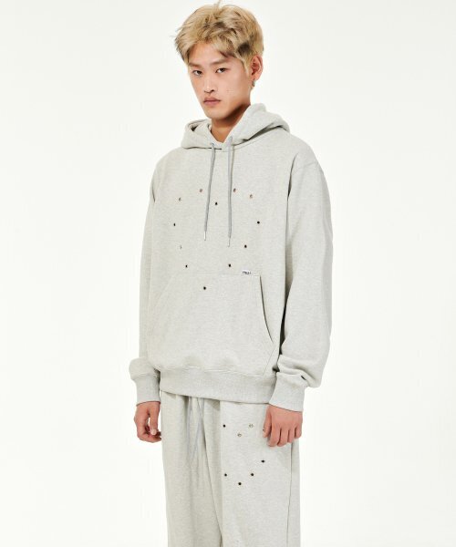 PIECEMAKER（ピースメーカー）の「HEART EYELET HOODIE (GREY) (2TYPE)（パーカー）」 - WEAR
