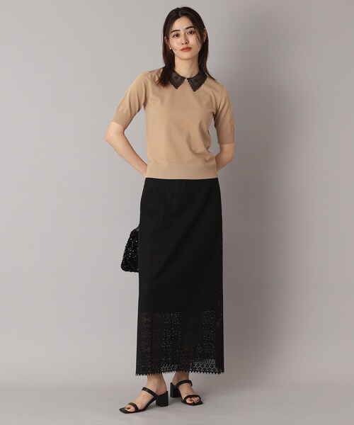 セール】【後ろウエストゴム】オーガニックコットンブレンドレース