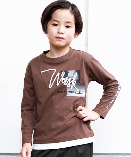 WASK（ワスク）の「レイヤード風コードTシャツ(100~160cm)（Tシャツ/カットソー）」 - WEAR