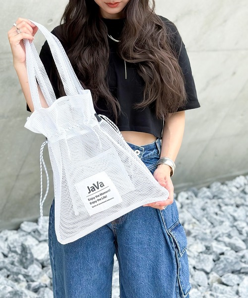 Java（ジャバ）の「《JAVAジャバ 別注》お洒落度アップ。シアーメッシュ2way巾着トートバッグ（トートバッグ）」 - WEAR
