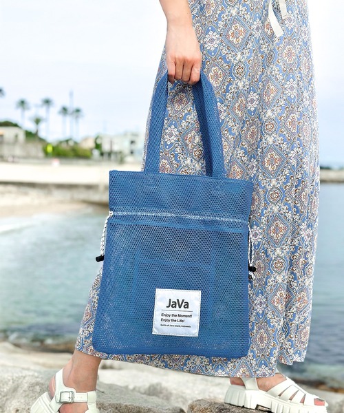 Java（ジャバ）の「《JAVAジャバ 別注》お洒落度アップ。シアーメッシュ2way巾着トートバッグ（トートバッグ）」 - WEAR