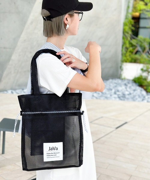 Java（ジャバ）の「《JAVAジャバ 別注》お洒落度アップ。シアーメッシュ2way巾着トートバッグ（トートバッグ）」 - WEAR