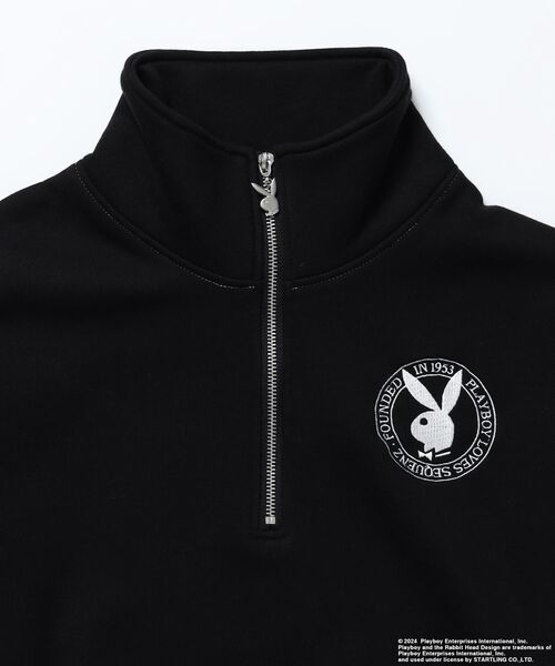 PLAYBOY（プレイボーイ）の「【SEQUENZ（シークエンズ）】PB CIRCLE HALF ZP / スウェット ジップ 裏起毛 サークルロゴ オーバーサイズ ステッチ（スウェット ...