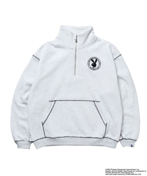 PLAYBOY（プレイボーイ）の「【SEQUENZ（シークエンズ）】PB CIRCLE HALF ZP / スウェット ジップ 裏起毛 サークルロゴ オーバーサイズ ステッチ（スウェット ...