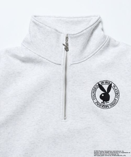 PLAYBOY（プレイボーイ）の「【SEQUENZ（シークエンズ）】PB CIRCLE HALF ZP / スウェット ジップ 裏起毛 サークルロゴ オーバーサイズ ステッチ（スウェット ...