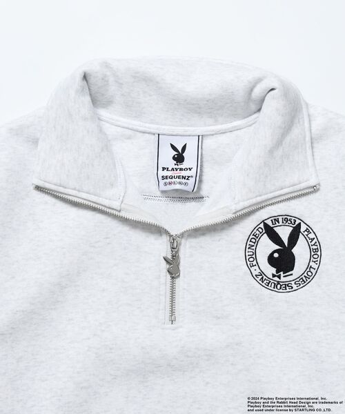 PLAYBOY（プレイボーイ）の「【SEQUENZ（シークエンズ）】PB CIRCLE HALF ZP / スウェット ジップ 裏起毛 サークルロゴ オーバーサイズ ステッチ（スウェット ...