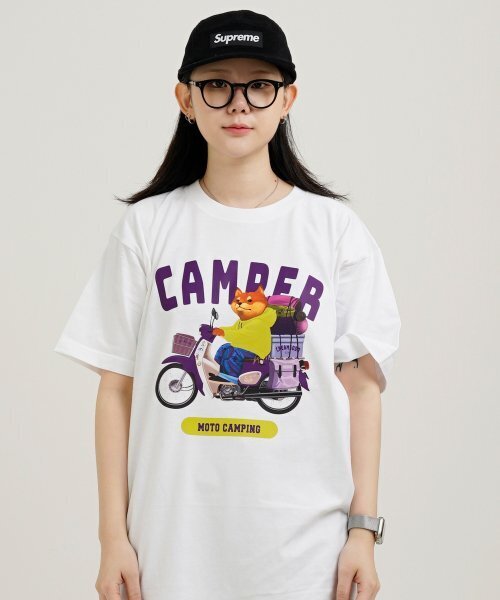 モトキャンプ 半袖Tシャツ ホワイトパープル（Tシャツ/カットソー）｜CREAM SODA LAB（クリームソーダラボ）のファッション通販 - ZOZOTOWN