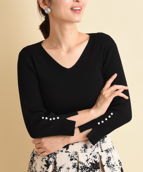 INTERPLANET（インタープラネット）の「【UV・接触冷感】Vネック袖パールリブニット（ニット/セーター）」 - WEAR