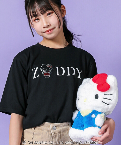 ZIDDY（ジディ）の「【 ニコ☆プチ 掲載 】【ハローキティ×ZIDDY】ラインストーンロゴTシャツ(130~160cm)（Tシャツ ...
