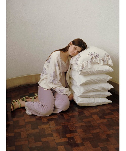 セール】【MUCHA】ベロア×レースロングパンツ（ルームウェア/パジャマ