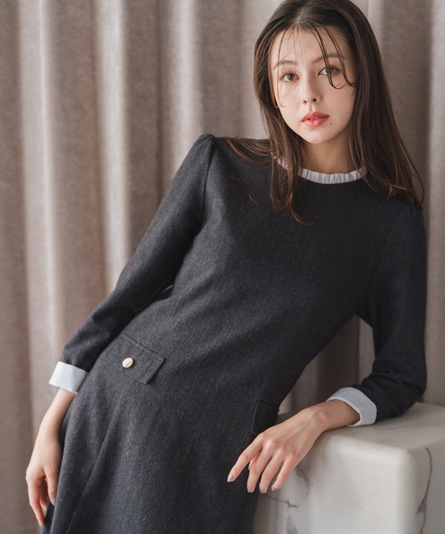 セール】2025秋冬新作 配色サックミニワンピース（ワンピース）｜MISCH